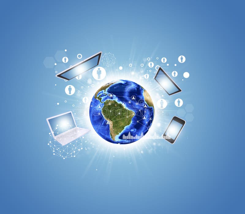 Earth with Electronics, Graphs and Network Stock Illustration ...