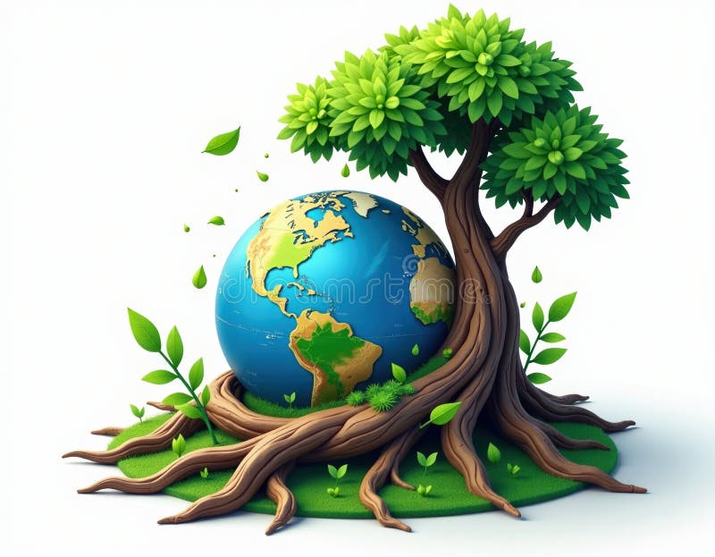 Earth embraced by a tree stock illustration. Illustration of earth ...