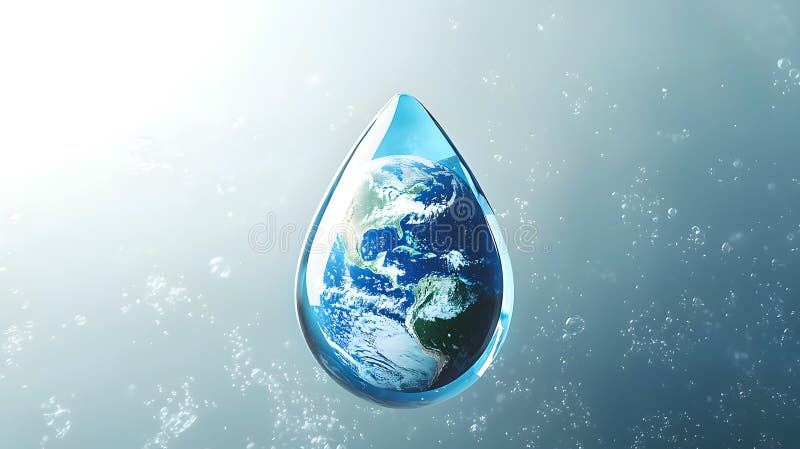 Earth Encapsulated in a Water Droplet Stock Illustration - Illustration ...