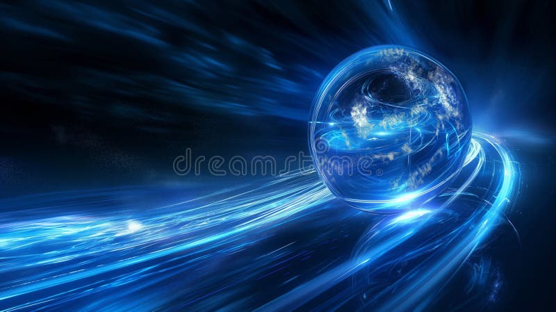 Blue Sphere Little Planet Inside Gravel Road or Field Background Stock ...