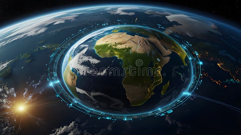 Earth Encircled by Advanced Technology and AI Systems Dedicated To ...
