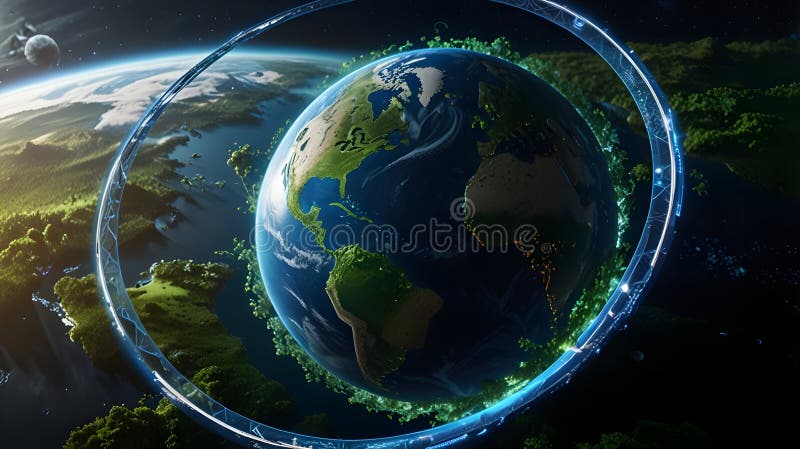 Earth Encircled by Advanced Technology and AI Systems Dedicated To ...