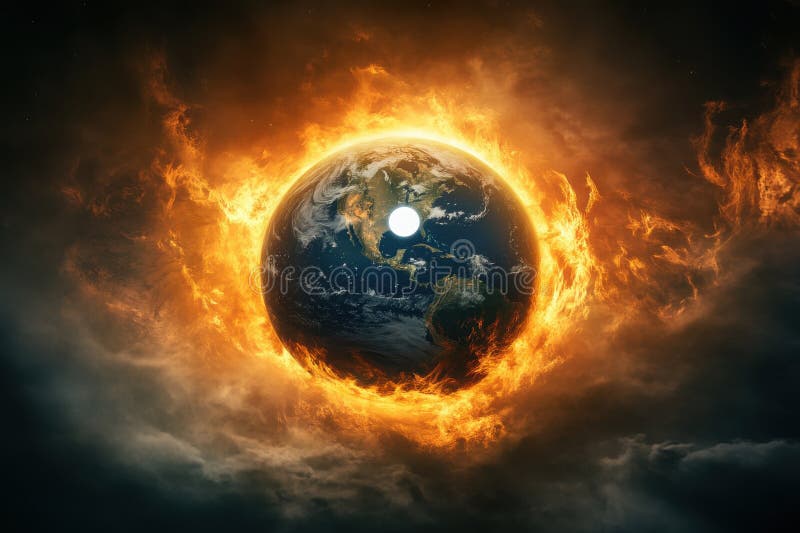 The Planet Earth is Completely Surrounded by a Ring of Fire Stock Photo ...