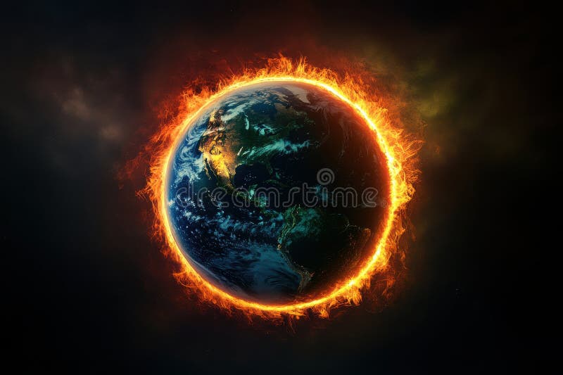 The Planet Earth is Completely Surrounded by a Ring of Fire Stock Image ...