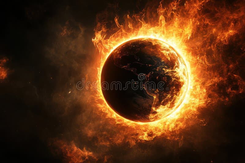 The Planet Earth is Completely Surrounded by a Ring of Fire Stock Photo ...