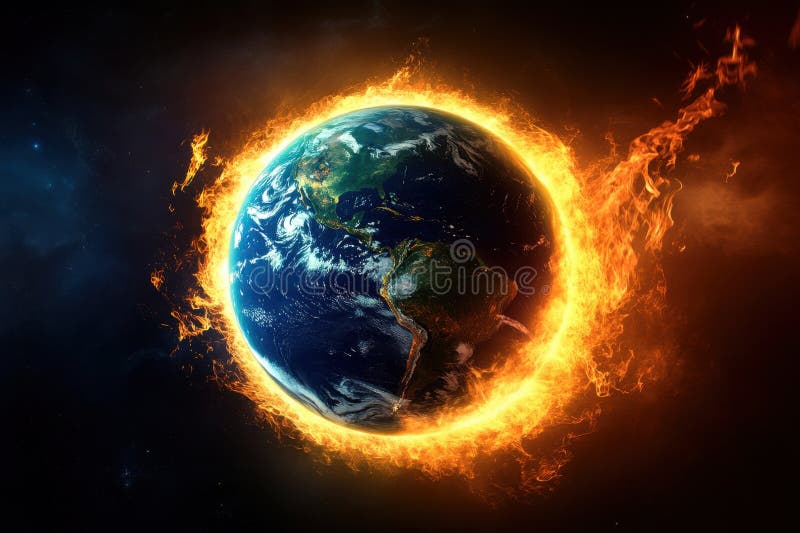 The Planet Earth is Completely Surrounded by a Ring of Fire Stock Photo ...