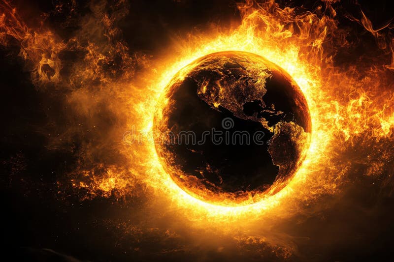 The Planet Earth is Completely Surrounded by a Ring of Fire Stock Photo ...