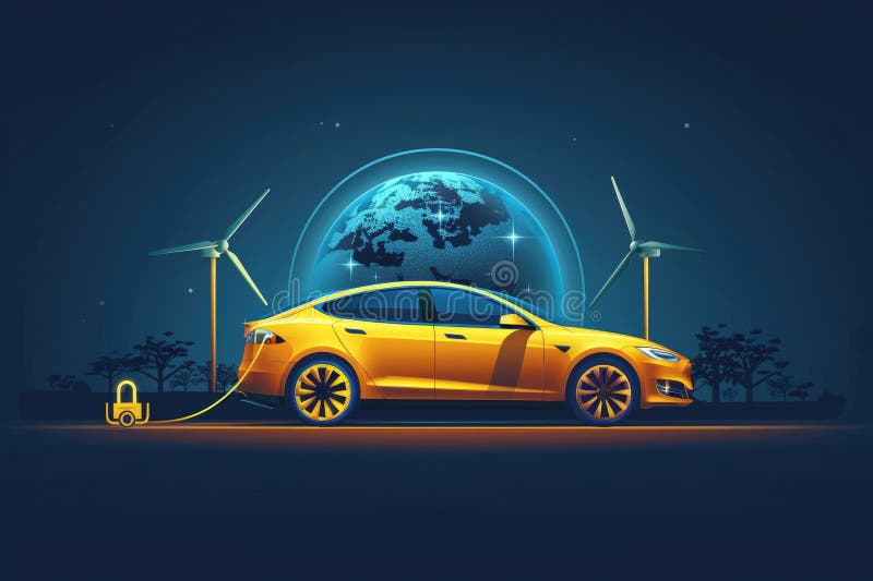 Earth Energy, Wind Power and Cars, Illustration Stock Illustration ...