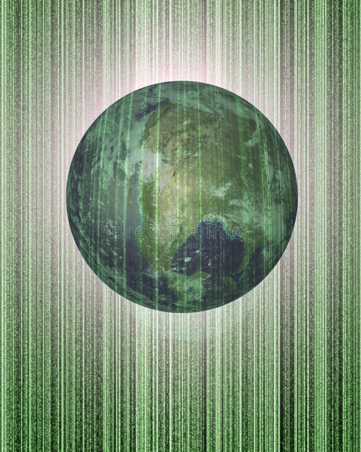 Earth engulf by the Matrix stock illustration. Illustration of abstract ...