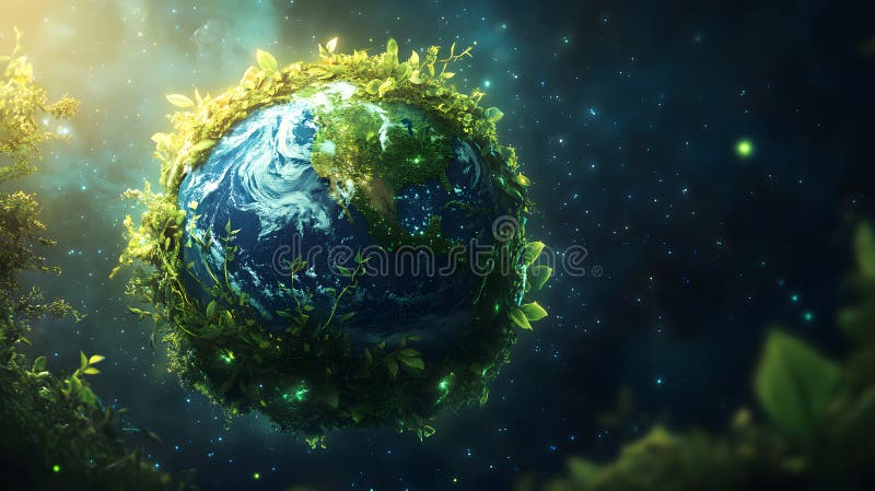 Earth Environmental Protection Concept. the Earth Surrounded by Green ...