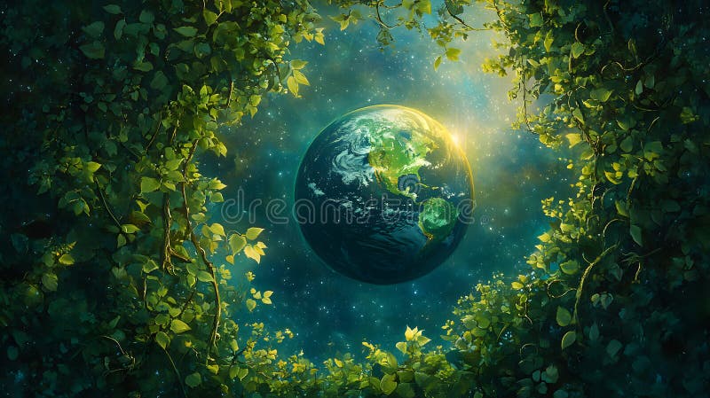 Earth Environmental Protection Concept. the Earth Surrounded by Green ...