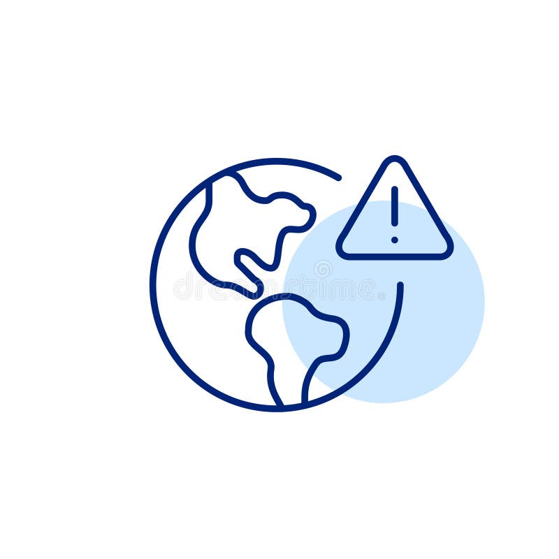 Earth, Exclamation Mark in Triangle. Global Risks. Worldwide Problems ...