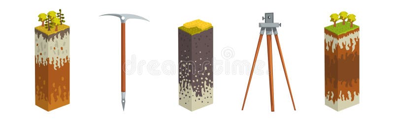 Earth Exploration and Geological Discovery Tool Vector Set Stock Vector ...