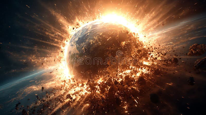 Earth Explosion, AI Generated Stock Illustration - Illustration of ...