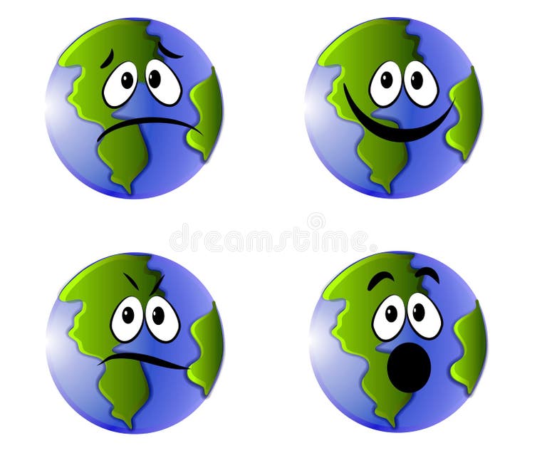 Earth Faces Emoticons Icons Stock Illustration - Illustration of ...