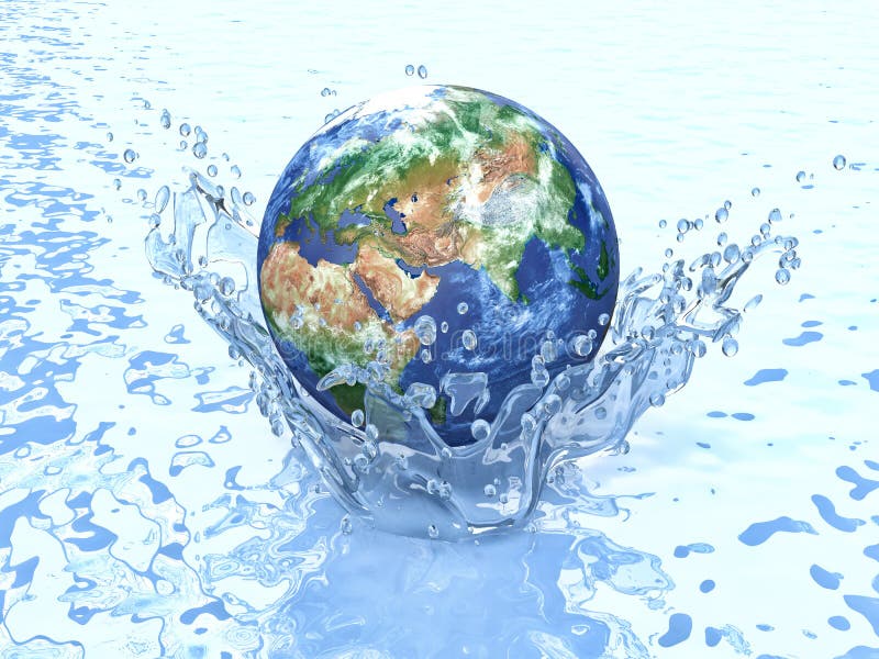 Earth falls into water stock illustration. Illustration of global ...