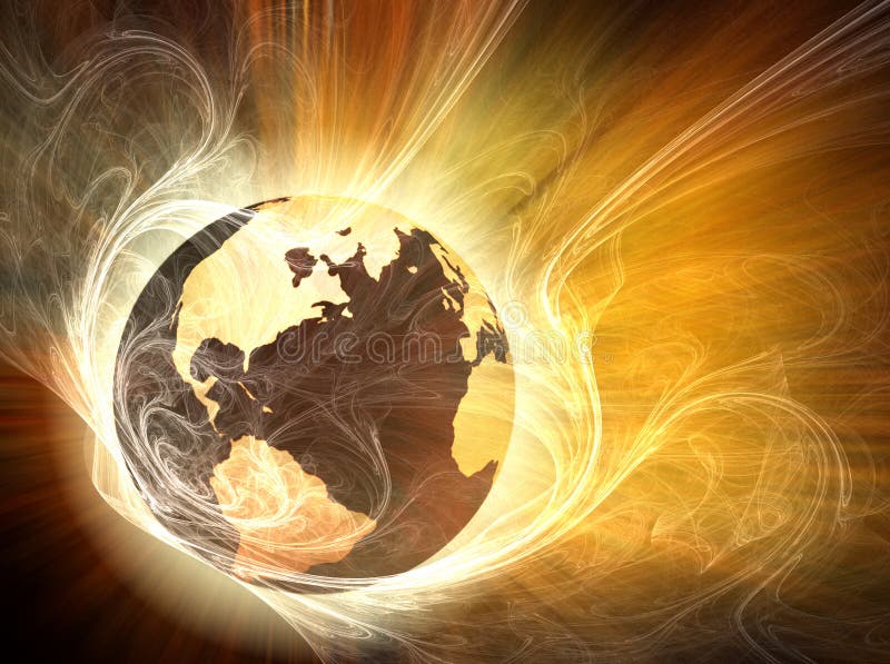 Earth in fire stock illustration. Illustration of ecology - 5673793