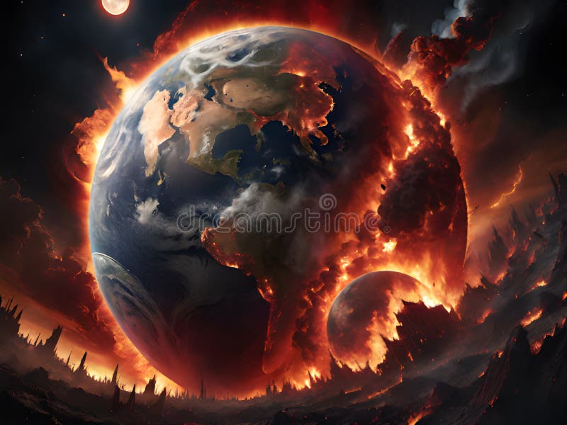 Fire Planet Earth with Burning Flame Design Stock Illustration ...