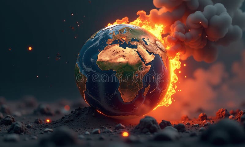 Earth on Fire Global Warming Climate Crisis Apocalyptic Stock ...