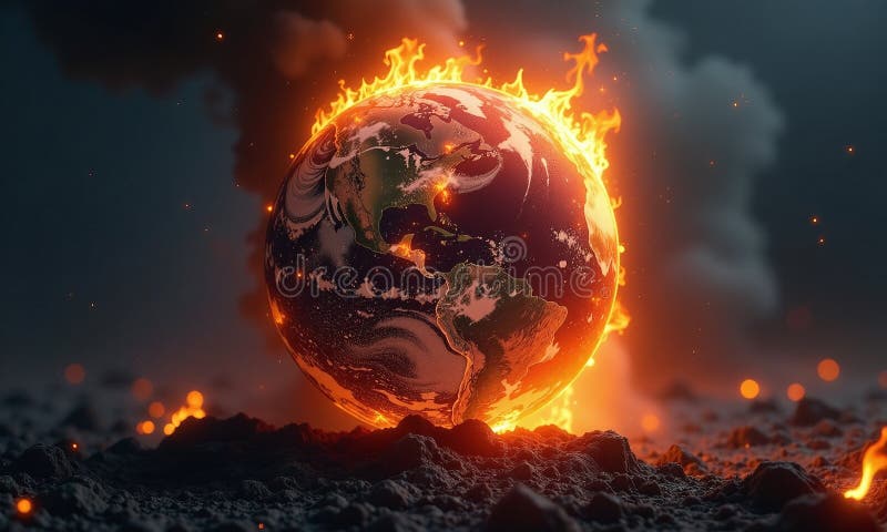 Earth on Fire Global Warming Climate Crisis Apocalyptic Stock ...