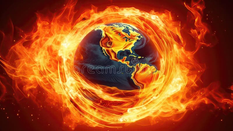 The Earth is on Fire, the Globe is on Fire. Generative AI Stock ...