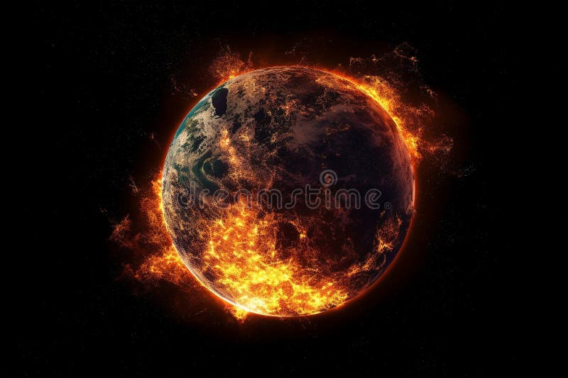 The Earth on Fire, Representing a Post-Apocalyptic Earth, Generative AI ...