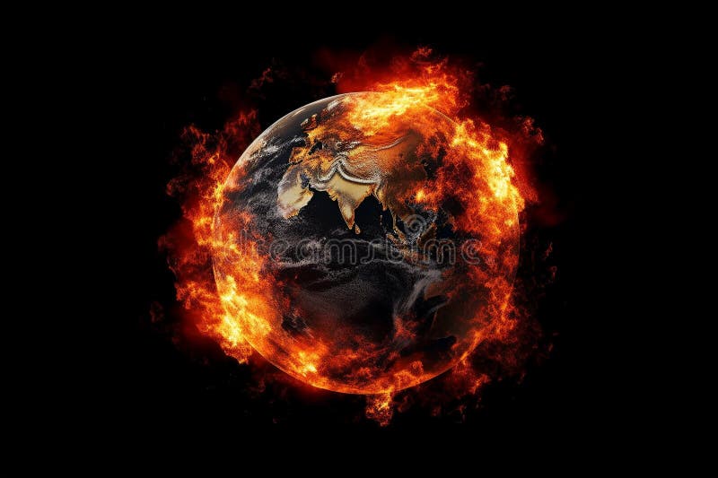 The Earth on Fire, Representing a Post-Apocalyptic Earth, Generative AI ...