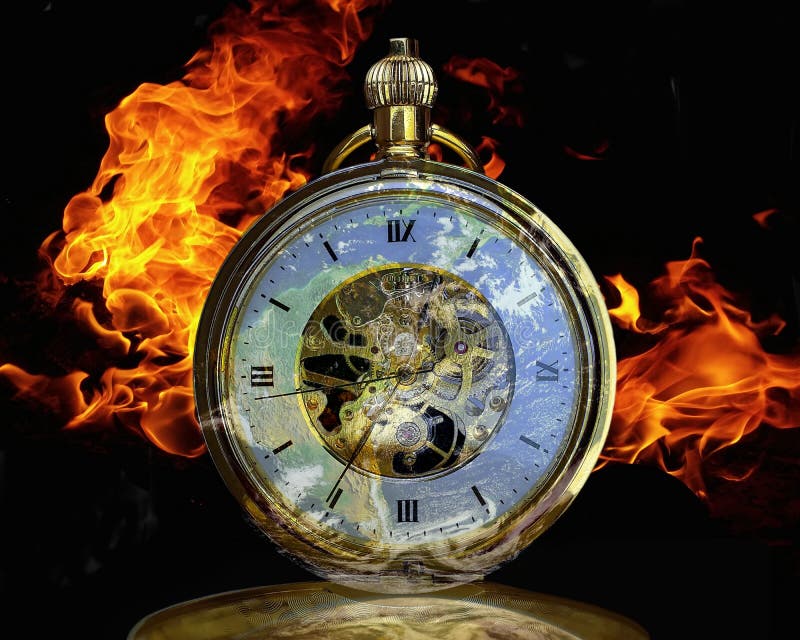 Earth is on Fire and Running Out of Time Stock Illustration ...