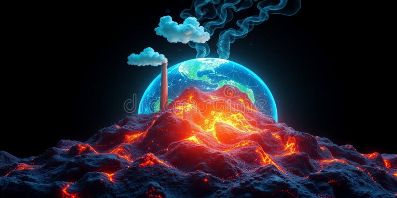 Earth on Fire a Stark Warning Stock Illustration - Illustration of ...