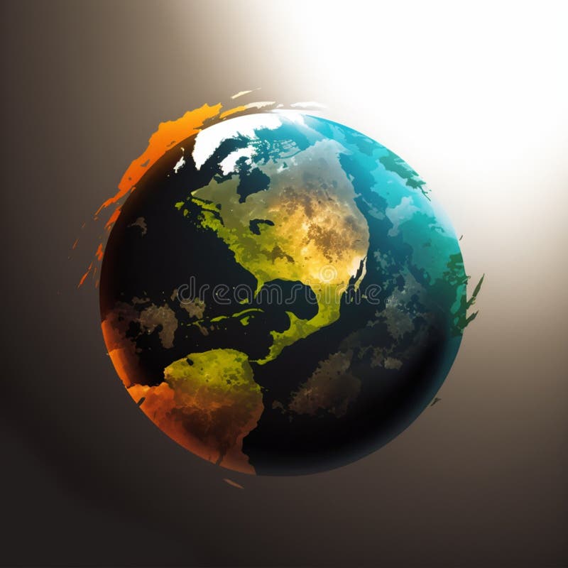 Earth in the Sun Earth and Sun Earth in Fire Stock Illustration ...