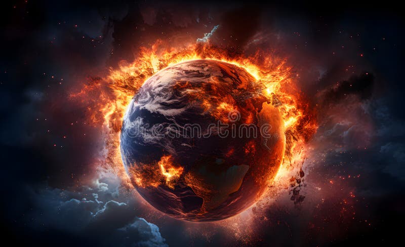Earth on Fire View from Space with Space Copy Concept Stock ...