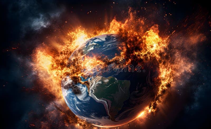 Earth on Fire View from Space with Space Copy Concept Stock ...