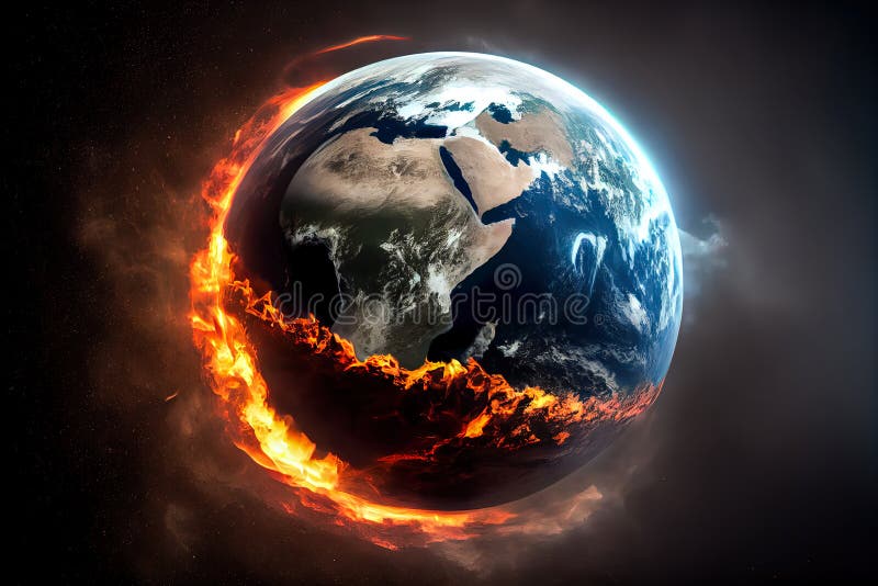 Earth on Fire View from Space, 3d Illustration. Generative AI Stock ...