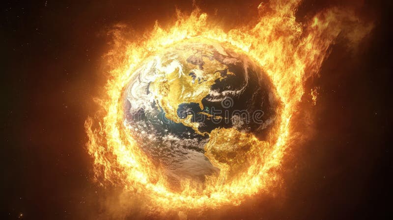 Earth on Fire a Visual Metaphor for Global Crisis and Environmental ...