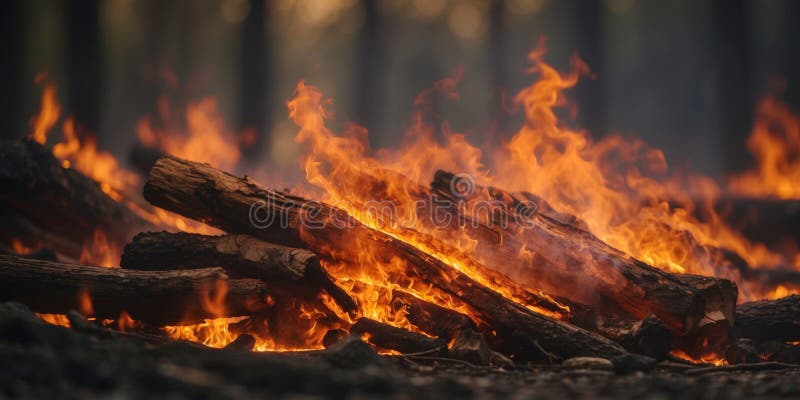 Earth on Fire with Wildfire Forest Fire in Climate Change. Stock Photo ...