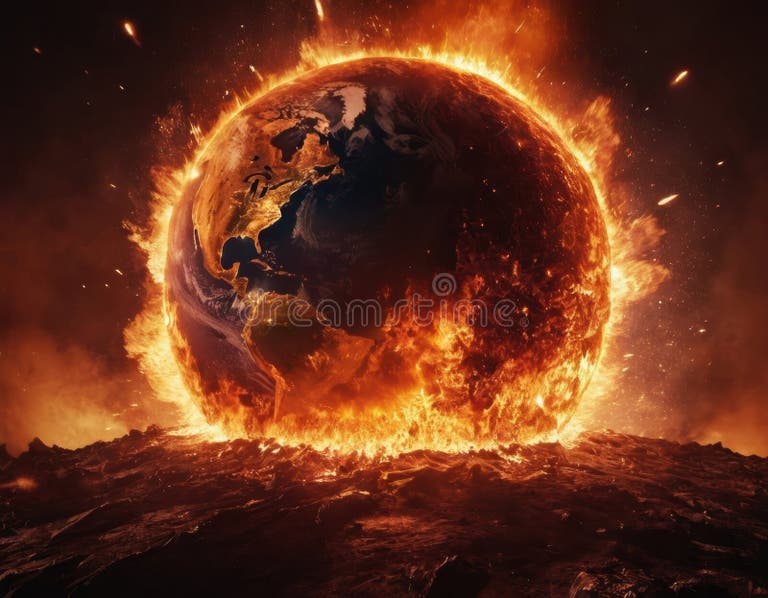 Image of Planet Earth Exploding in Flames. Stock Illustration ...