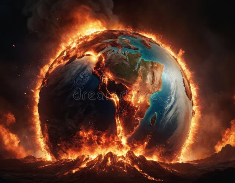 Image of Planet Earth Exploding in Flames. Stock Illustration ...
