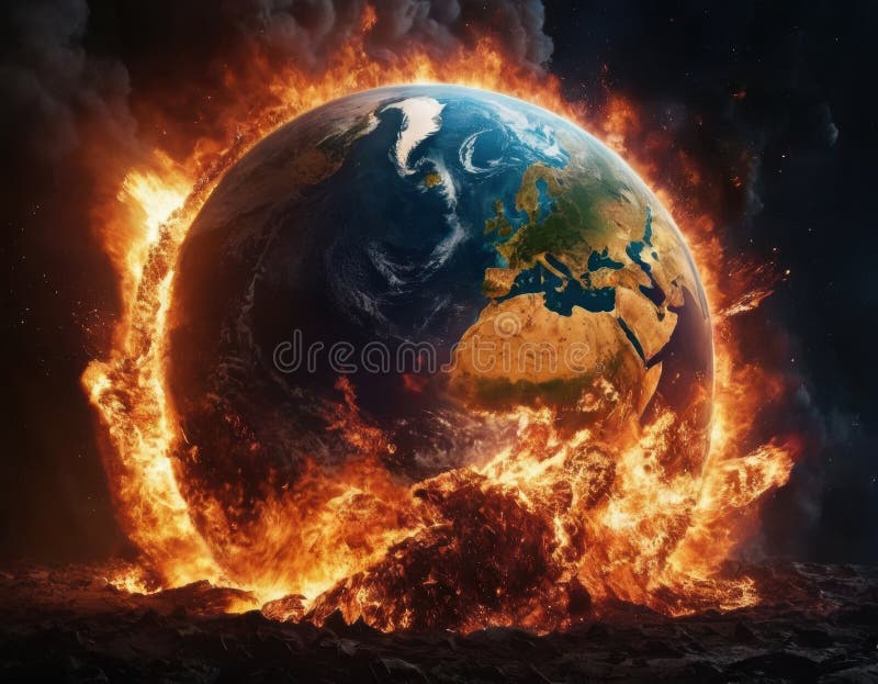 Image of Planet Earth Exploding in Flames. Stock Illustration ...