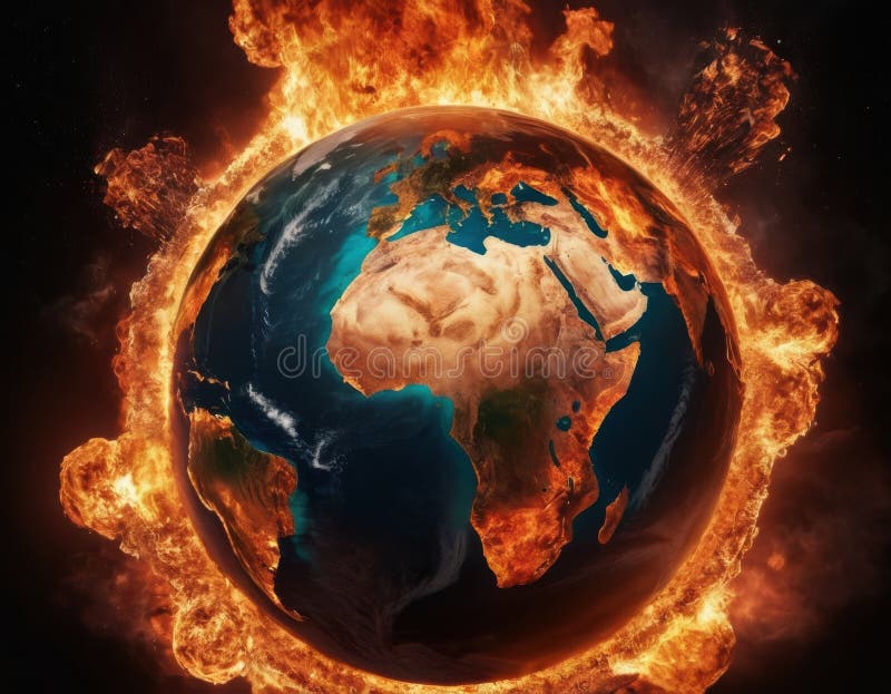 Image of Planet Earth Exploding in Flames. Stock Illustration ...
