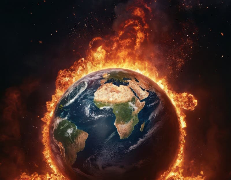 Image of Planet Earth Exploding in Flames. Stock Illustration ...