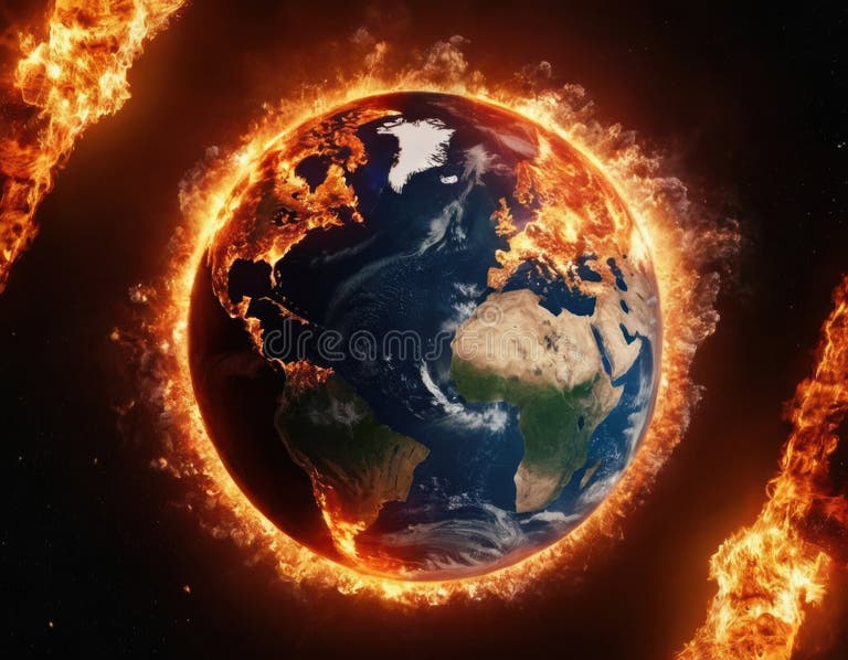 Image of Planet Earth Exploding in Flames. Stock Illustration ...