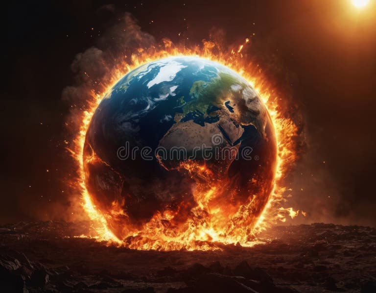 Image of Planet Earth Exploding in Flames. Stock Illustration ...