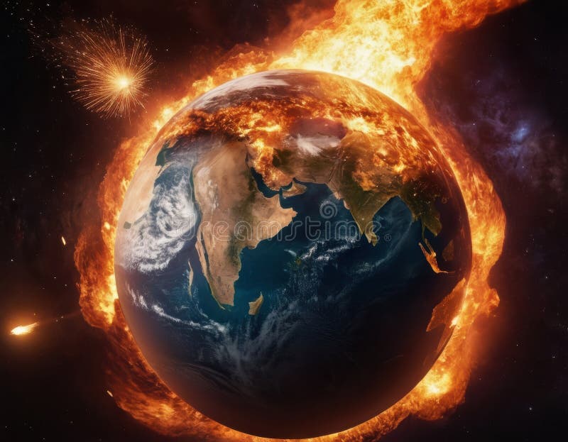 Image of Planet Earth Exploding in Flames. Stock Illustration ...