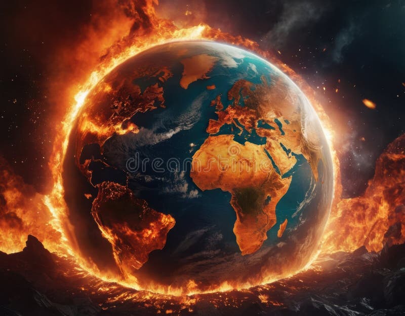 Image of Planet Earth Exploding in Flames. Stock Illustration ...
