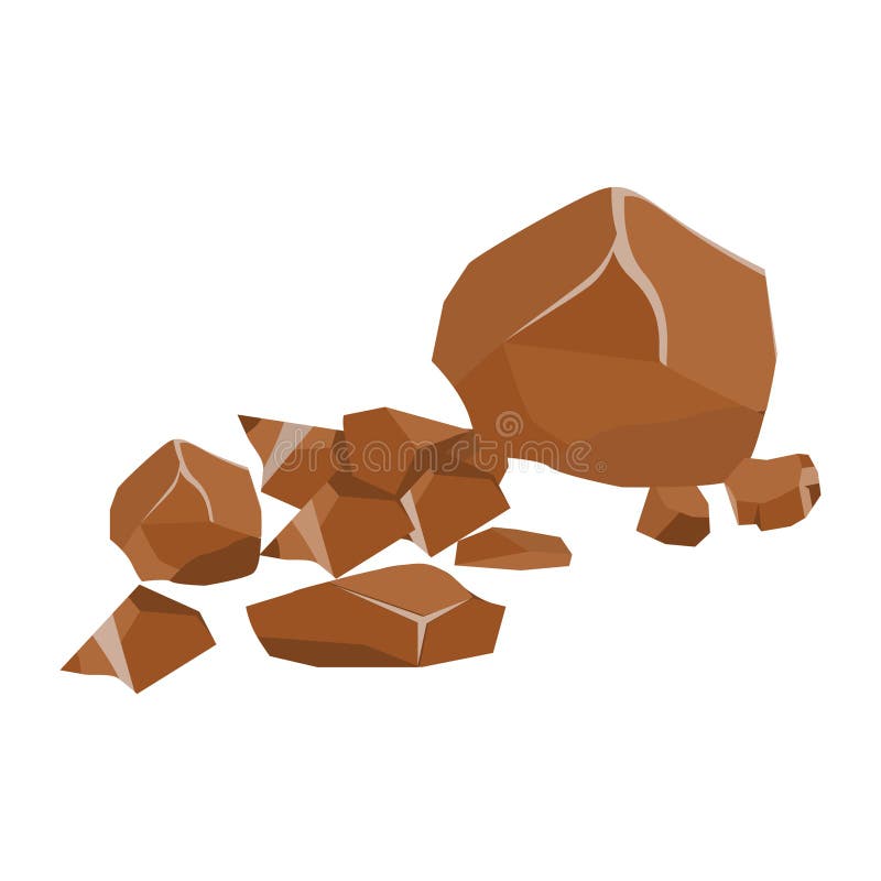 Cartoon Brown Stone Stones and Boulders, Vector Gravel and Cobblestones ...