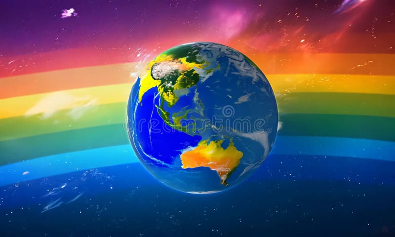 Earth with Vibrant Rainbow Arc in Space Stock Footage - Video of globe ...