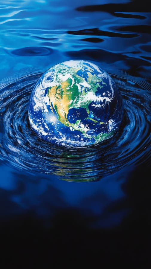 Earth Floating on Water Surface, Environmental Concept Stock Photo ...