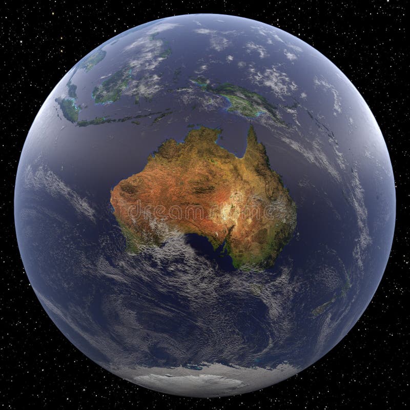 Earth focused on Australia stock illustration. Illustration of cosmos ...