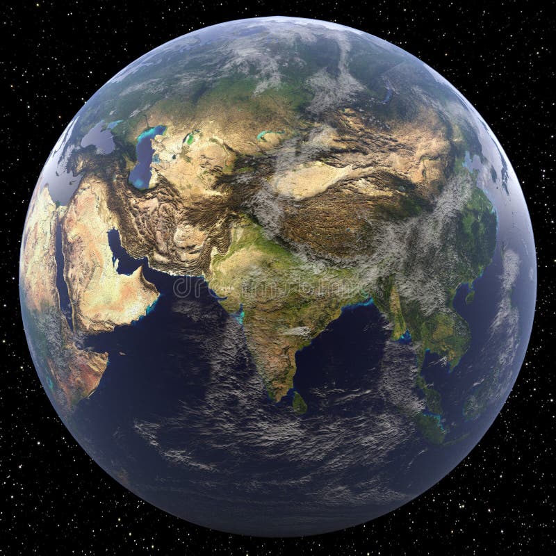 Earth Focused on South Asia Stock Illustration - Illustration of galax ...