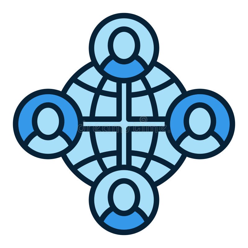Earth and Four People Vector Multipolarity Blue Icon or Design Element ...